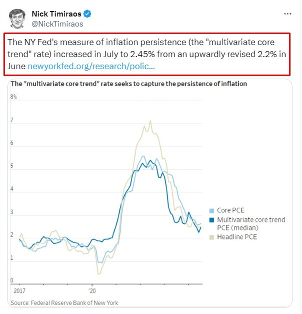"Persistent" inflation in the US is on the rise - argues against a 50bp FOMC Sep rate cut ...